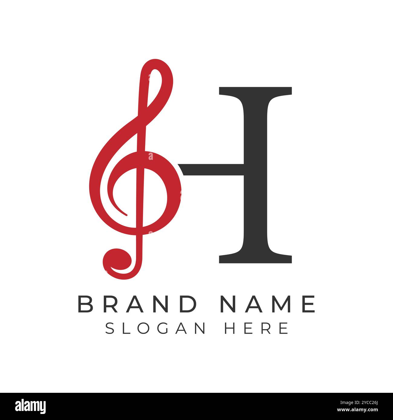 Initial Letter H with musical note Style icon. Alphabet H Music logo ...