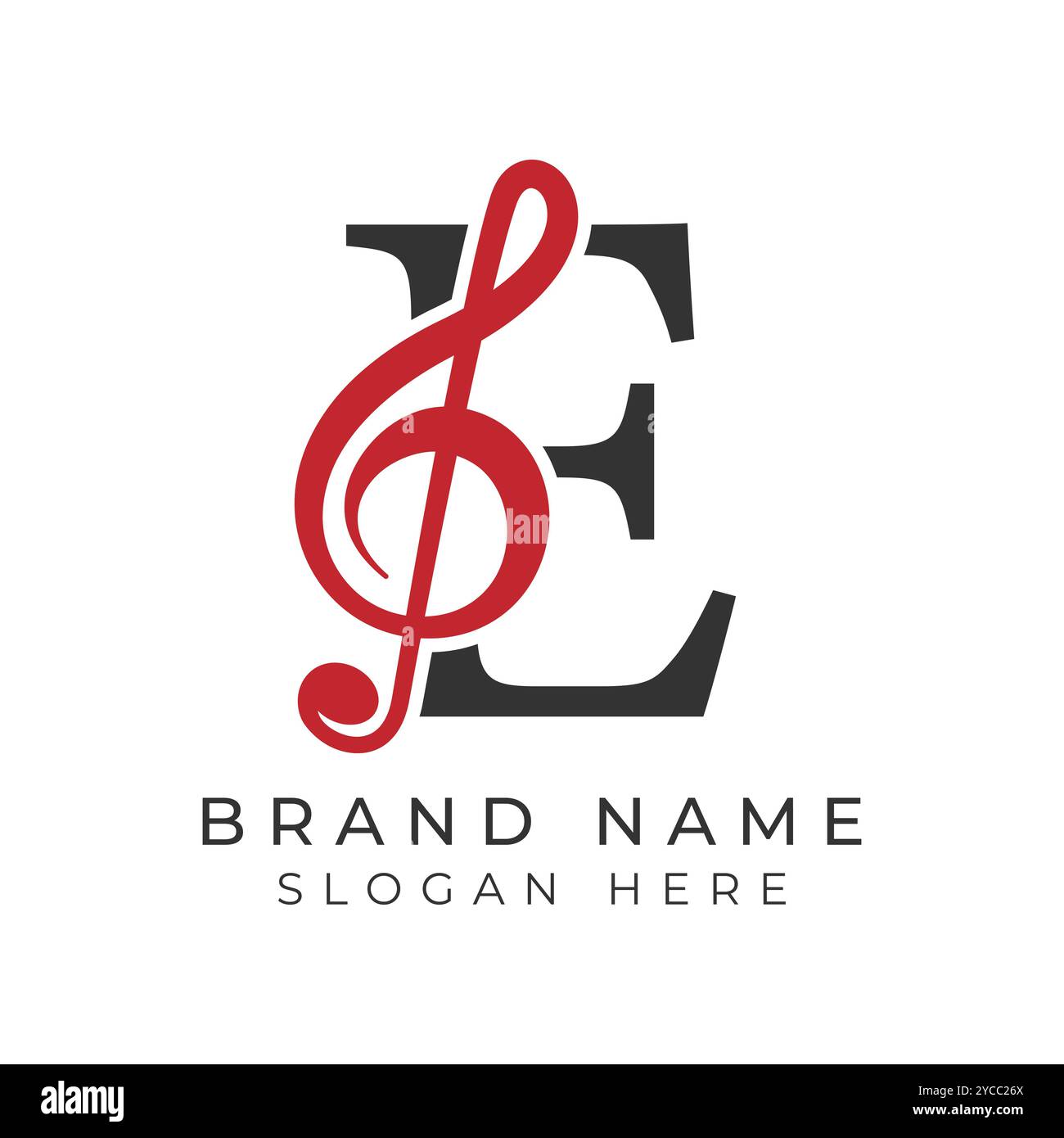 Initial Letter E with musical note Style icon. Alphabet E Music logo ...