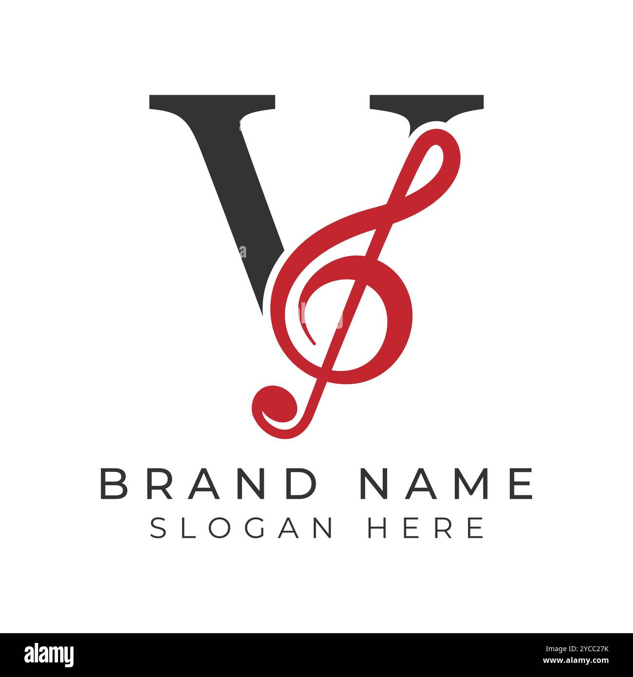 Initial Letter V with musical note Style icon. Alphabet V Music logo ...