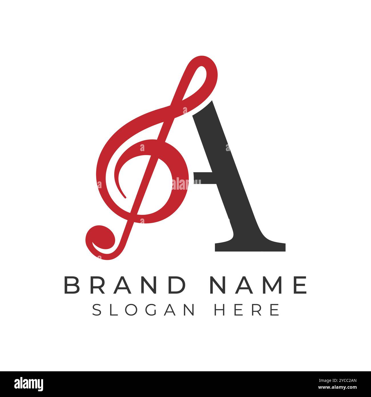 Initial Letter A with musical note Style icon. Alphabet A Music logo ...