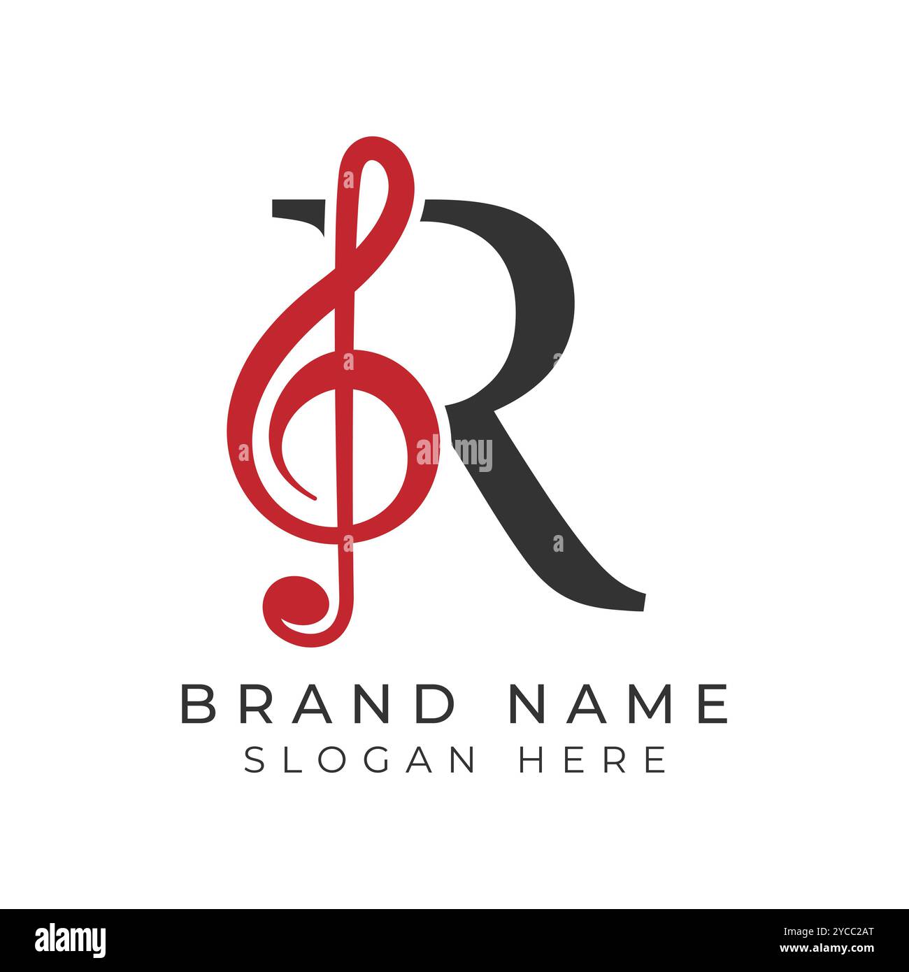 Initial Letter R with musical note Style icon. Alphabet R Music logo ...