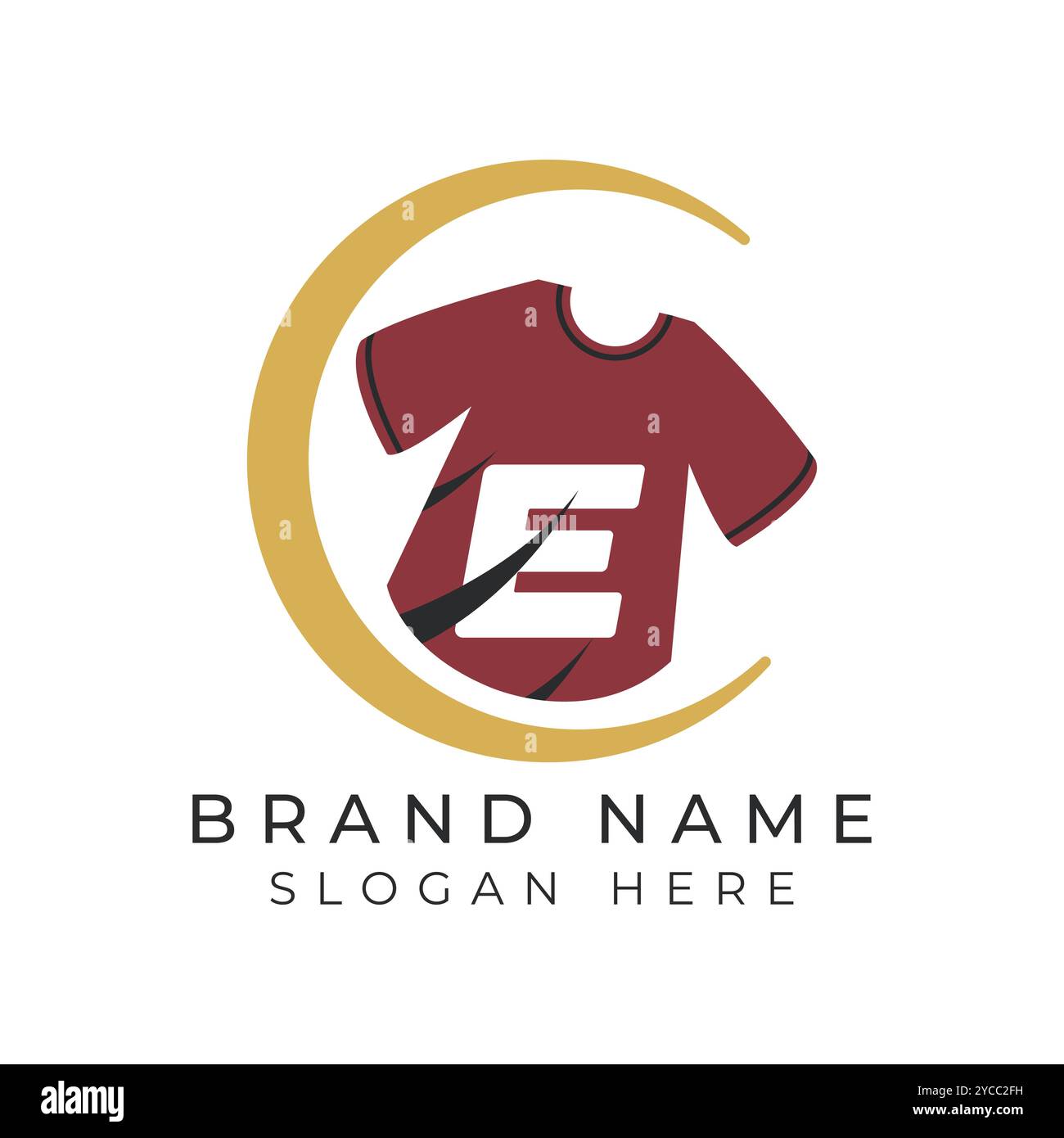 Letter E Logo Concept With T-Shirt. Alphabet E garments moon face icon ...