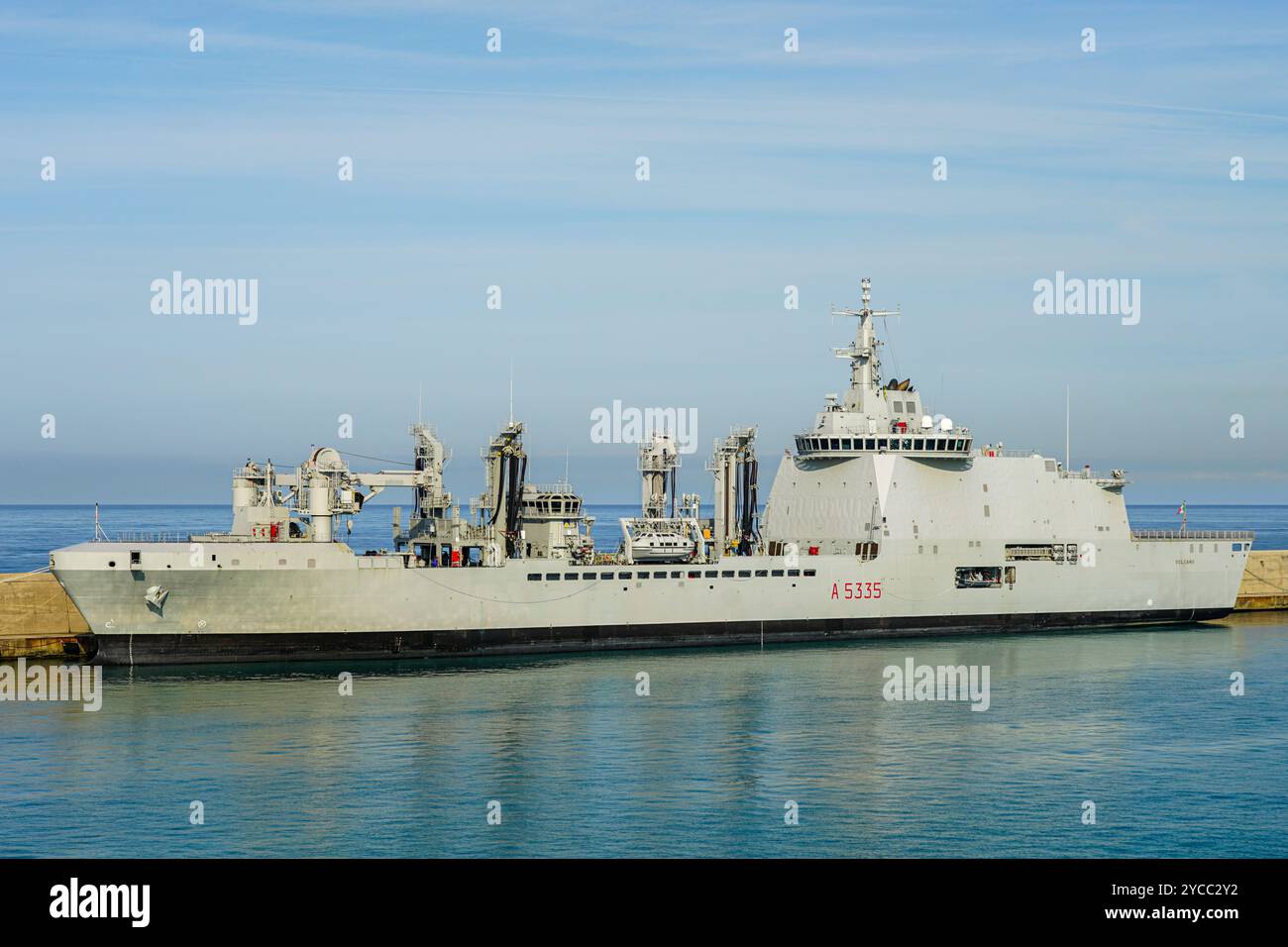 Civitavecchia, Italy- May 29, 2024: Italian Navy Vulcano-class logistic ...