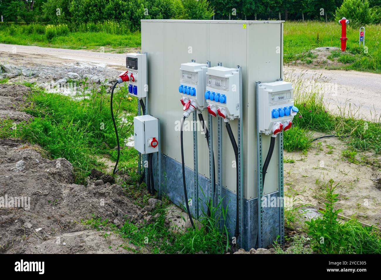 New modern electricity distribution box at new residential house ...
