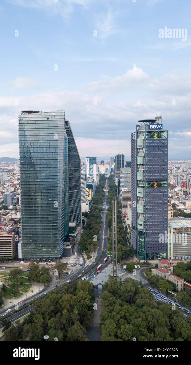 Aerial view of Paseo de la Reforma Avenue in Mexico City Stock Photo ...