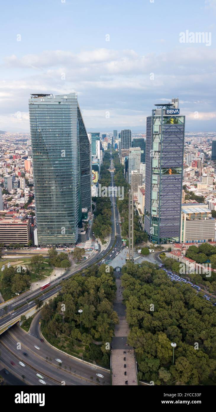 Aerial view of Paseo de la Reforma Avenue in Mexico City Stock Photo ...