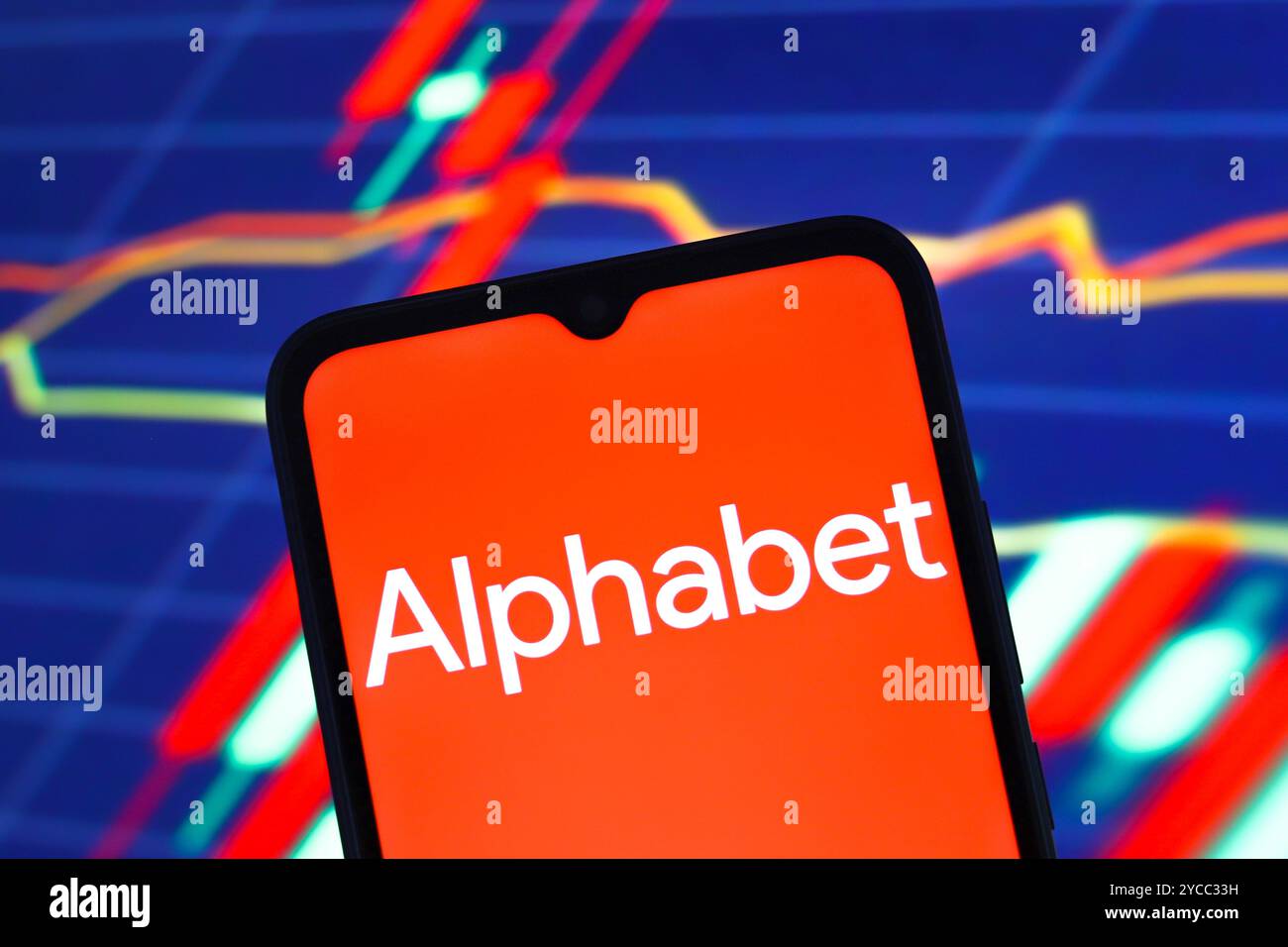 September 25, 2024, Portugal. In this photo illustration, the Alphabet Inc. logo is displayed on ...