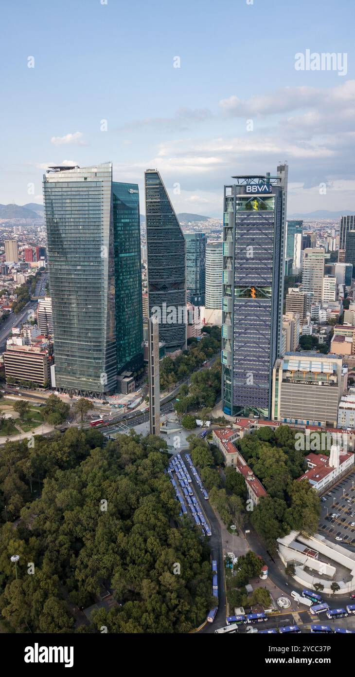 Aerial view of Paseo de la Reforma Avenue in Mexico City Stock Photo ...