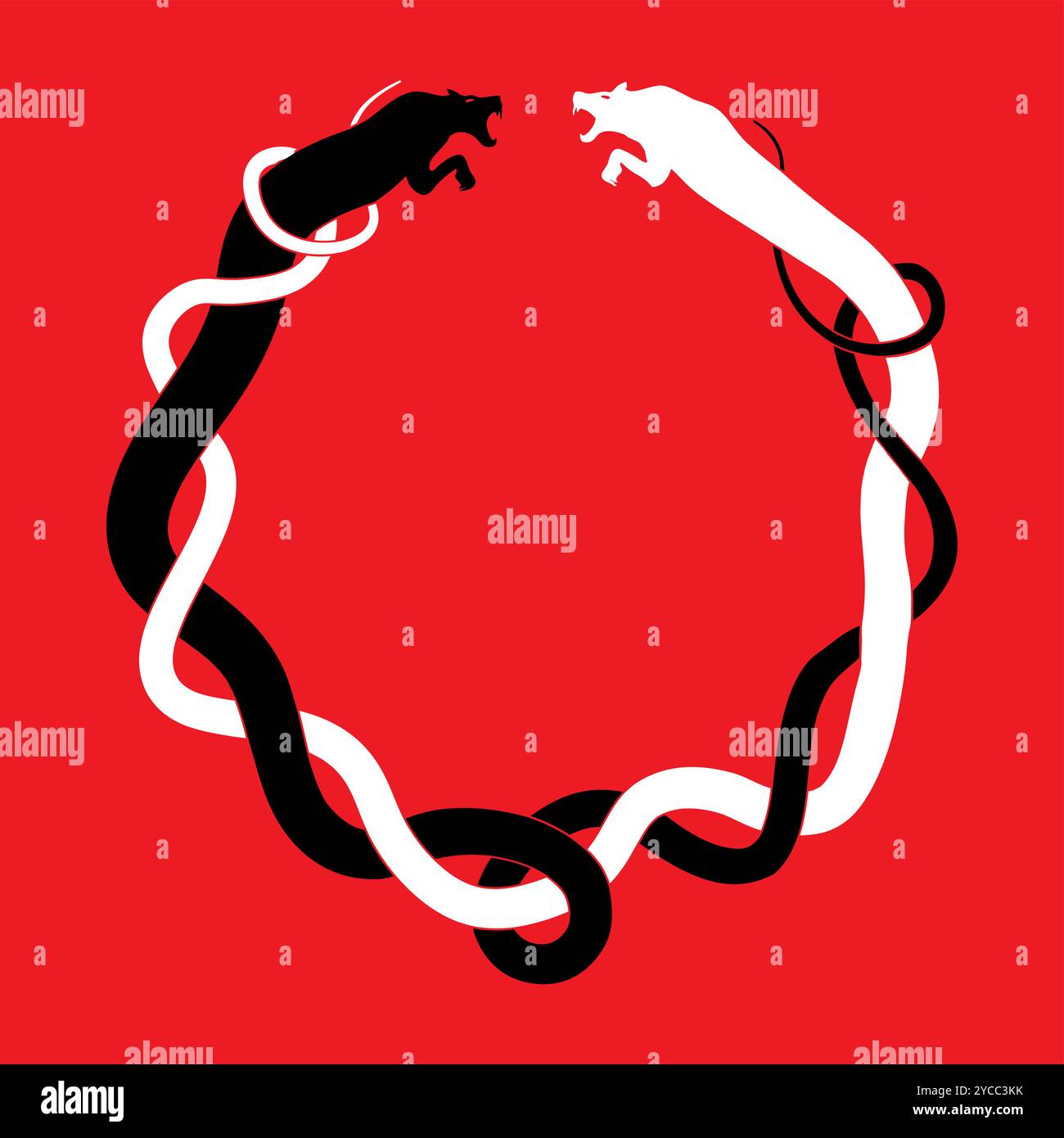 Intertwined panthers facing each other - circle symbol Stock Vector ...