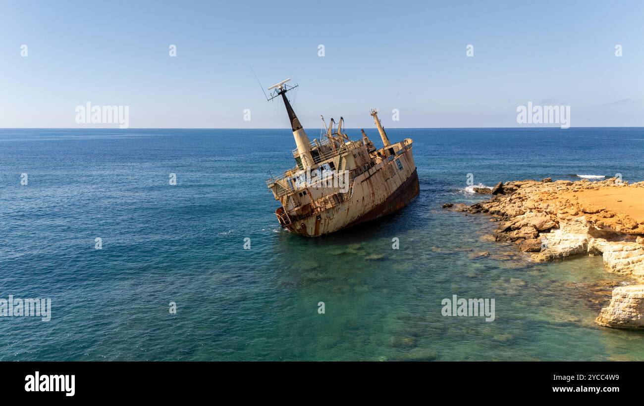 Drone photo of a shipwreck in Cyprus that has been stranded for years ...