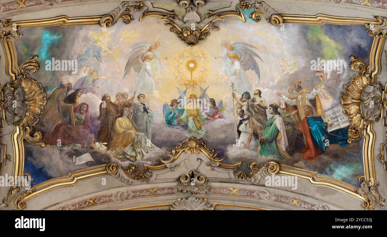 Alessandraia - The neo baroque fresco of Adoration of Eucharist among ...