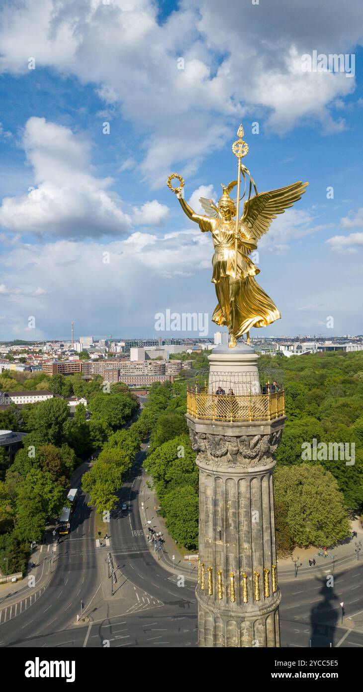 Aerial view of Victory Column (Siegessaeule) in Berlin, Germany Stock ...