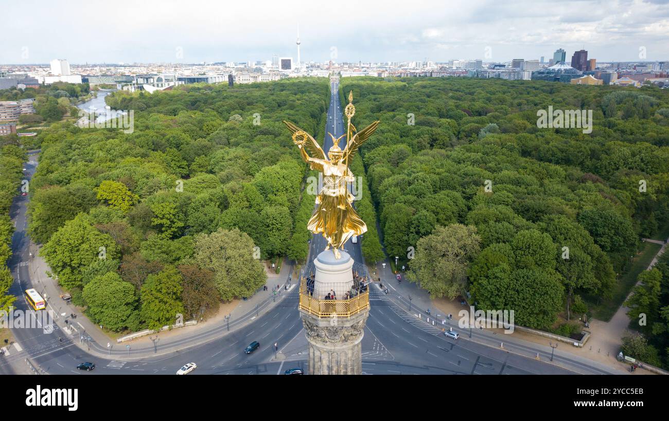 Aerial view of Victory Column (Siegessaeule) in Berlin, Germany Stock ...