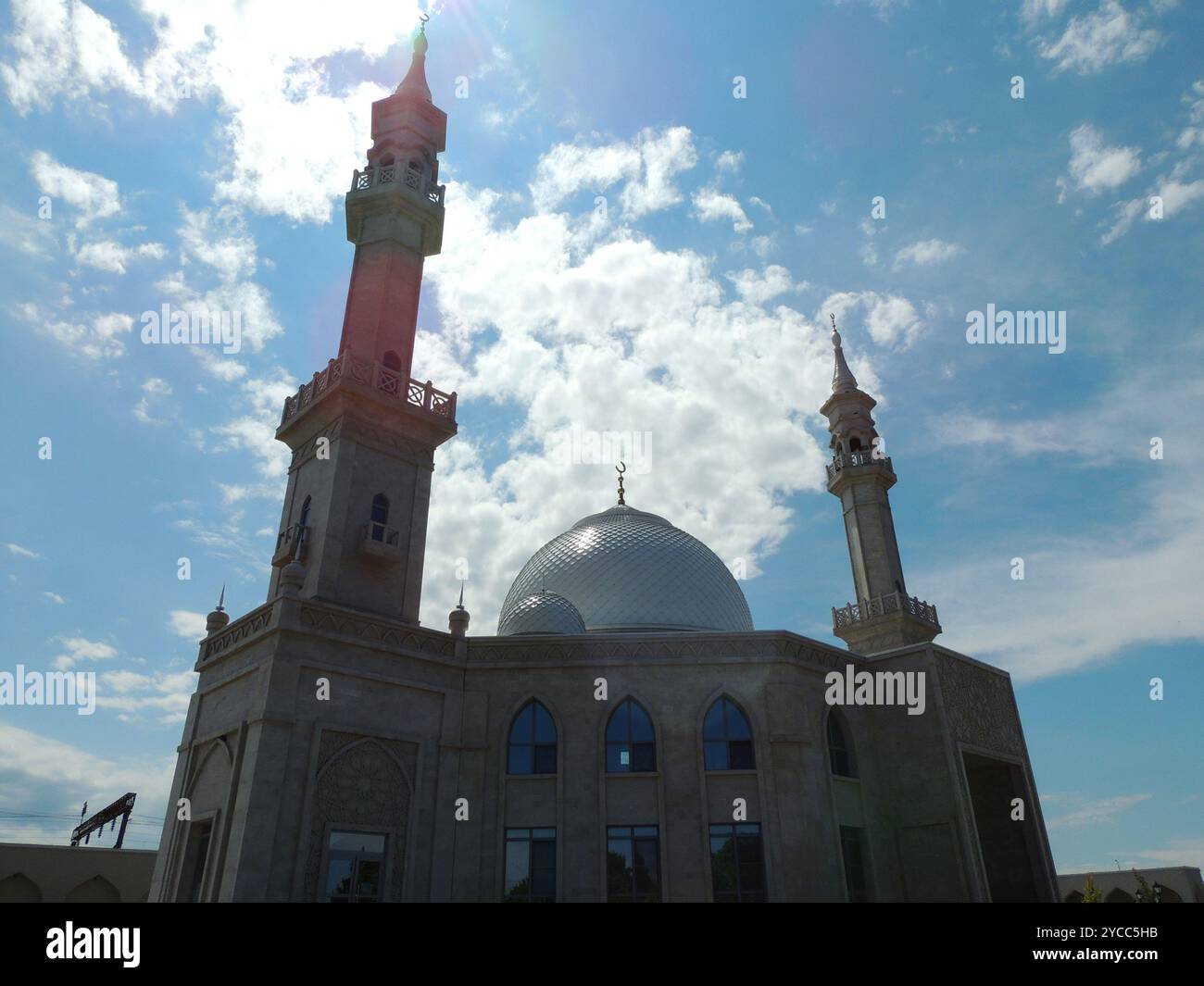 beautiful mosque in russia, islamic architecture, silhouette of muslim ...