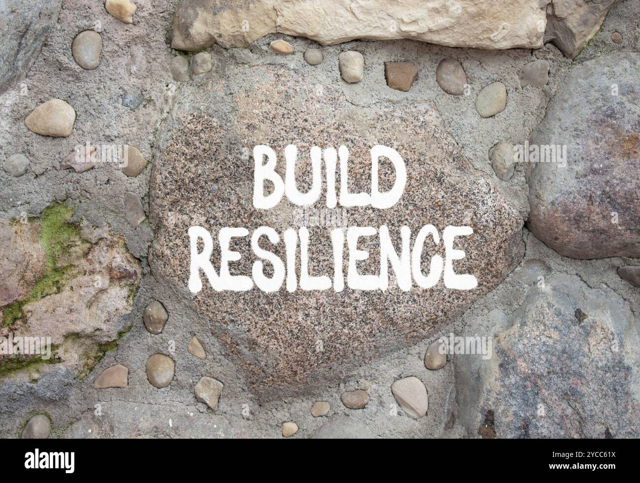 Build resilience symbol. Stone wall with words Build resilience ...
