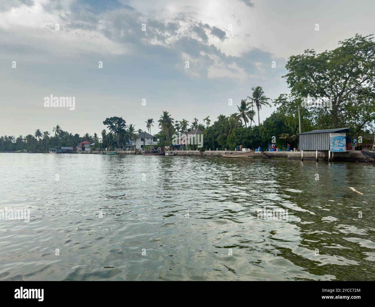 Alleppey, Kerala, India - May 15 2024: View of habitat from Houseboat cruise along the Alappuzha ...