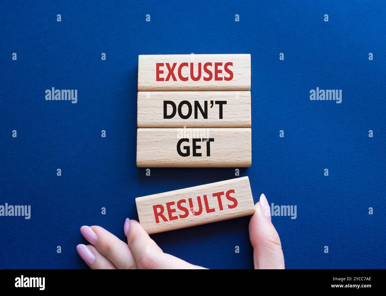 Results symbol. Concept words Excuses do not get results on wooden ...