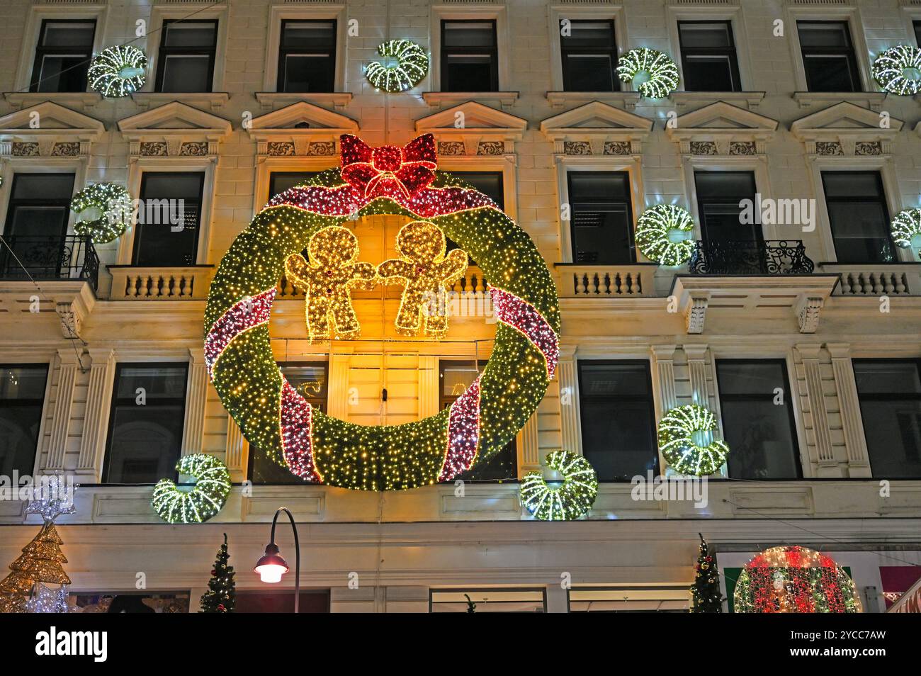 Christmas decoration and lights on building in Vienna,Austria Stock ...