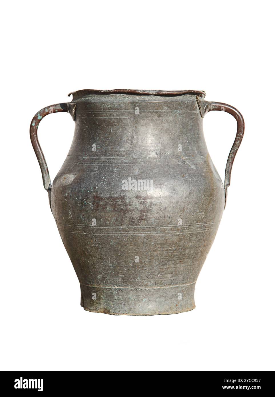 Very old metallic jug isolated on white background Stock Photo - Alamy