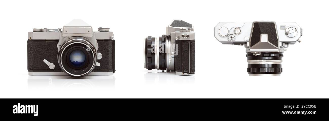 Classic 35mm camera from the 1970's isolated on white Stock Photo - Alamy
