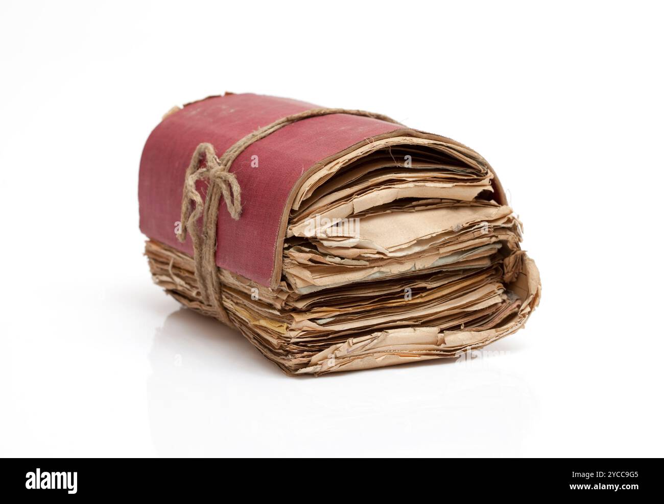 Stack of old paper (letters, book records, documents), selective focus ...