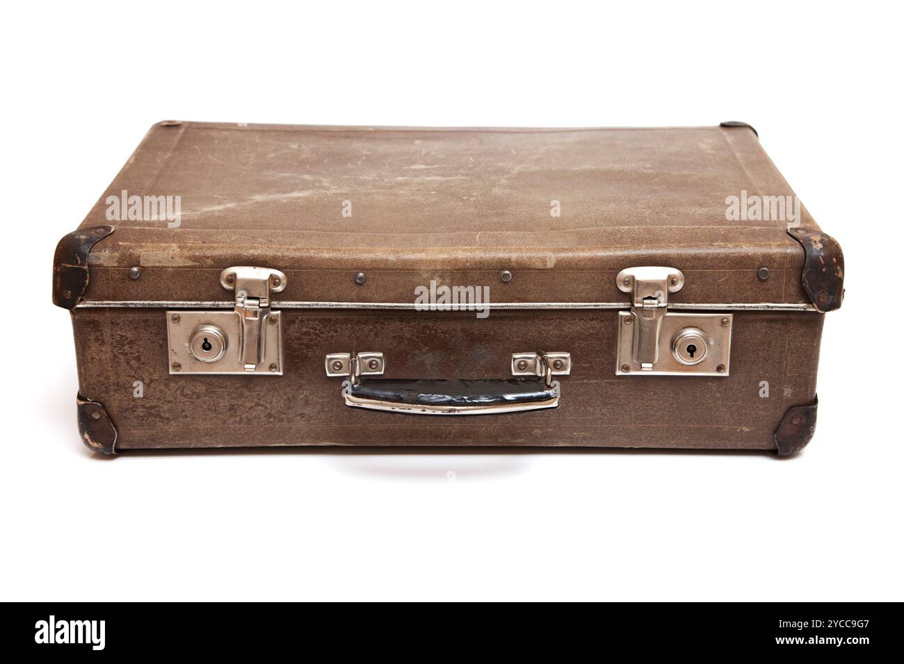 Very Old Used Suitcase Isolated on White Stock Photo - Alamy