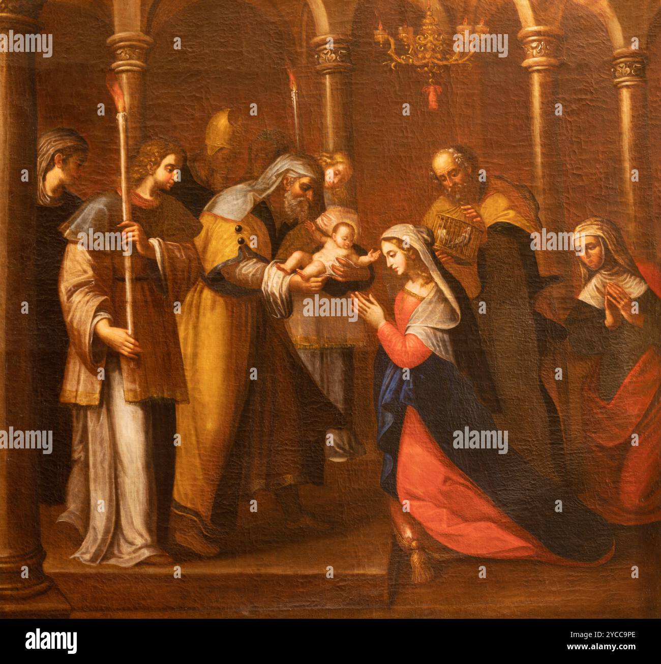 ALESSANDRIA, ITALY - SEPTEMBER 9, 2024: The painting of Presentation of Jesus in the Temple in ...