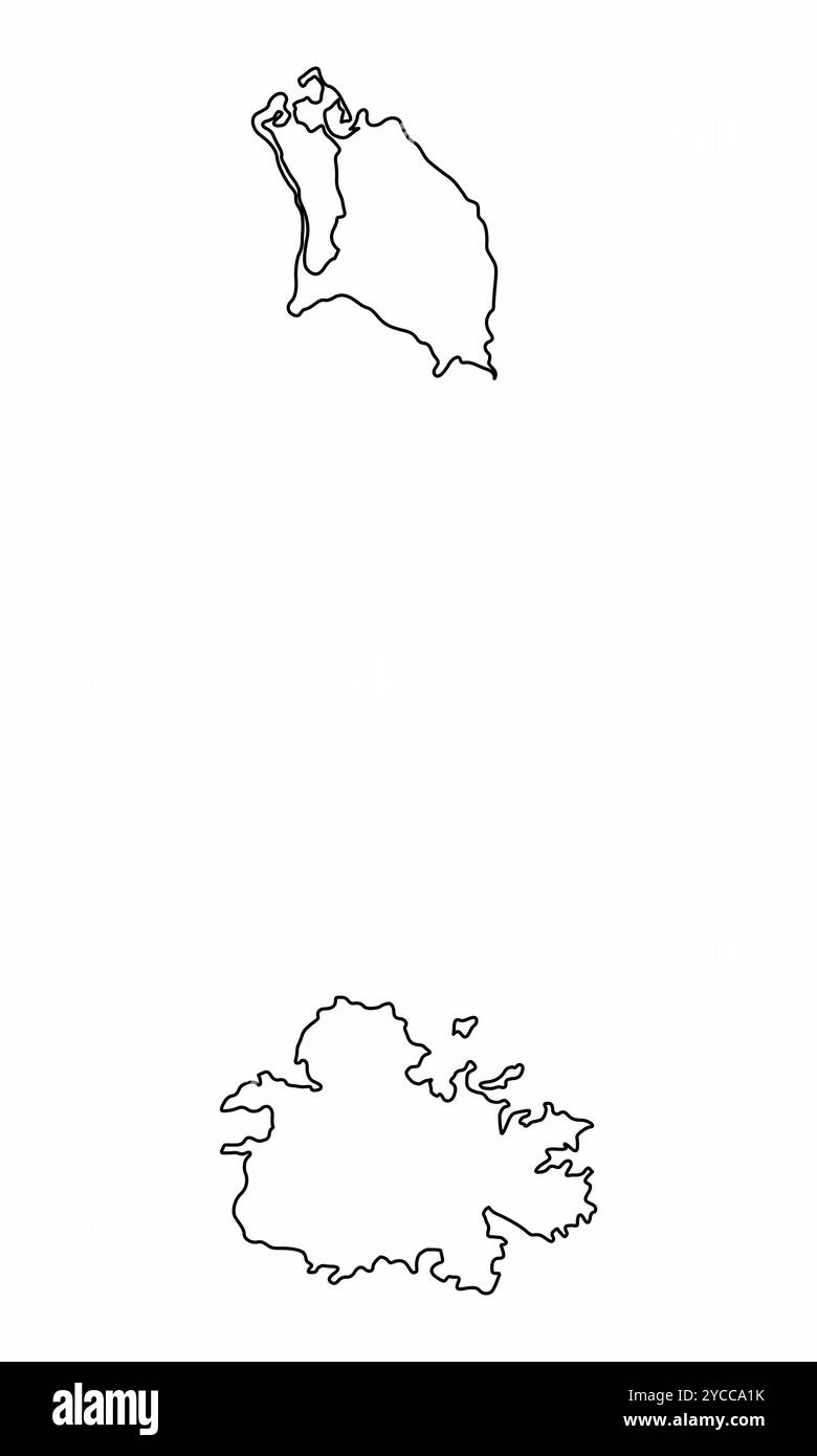 Antigua and Barbuda outline map isolated on white background Stock ...