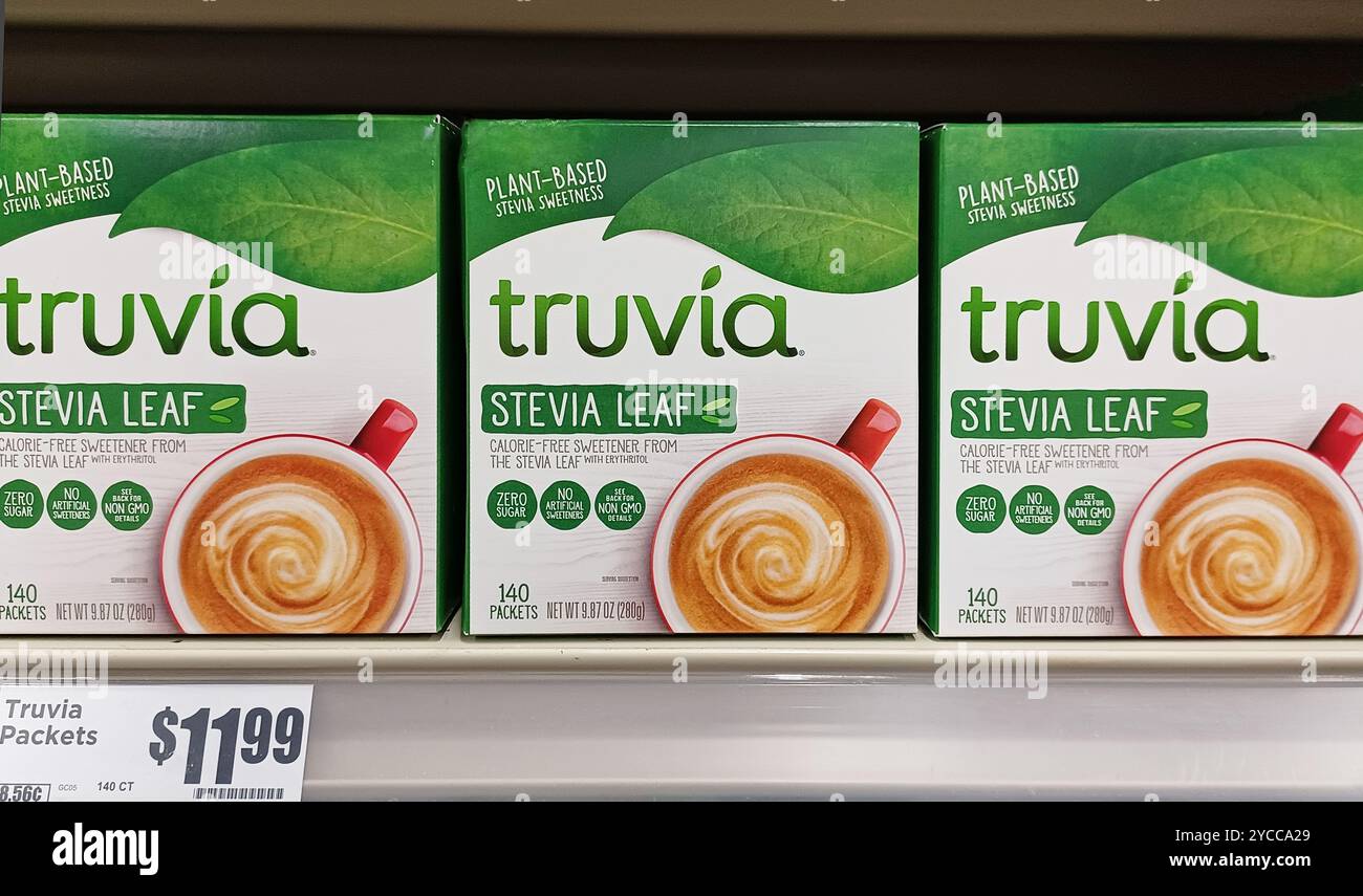 Houston, Texas USA 09-14-2024: Truvia artificial sweetener packet boxes ...