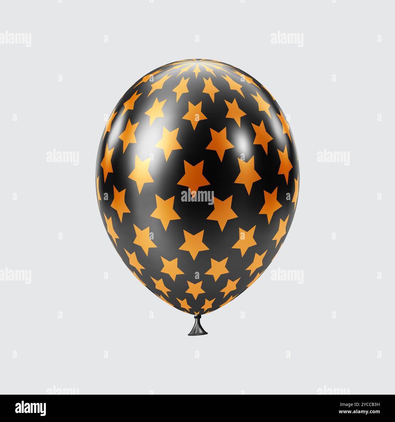 3D Black Orange balloon. Realistic glossy balloons. Star pattern Stock ...