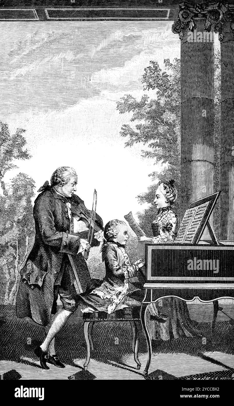 The young Wolfgang Amadeus Mozart (Salzburg 1756-1791 Vienna) playing ...