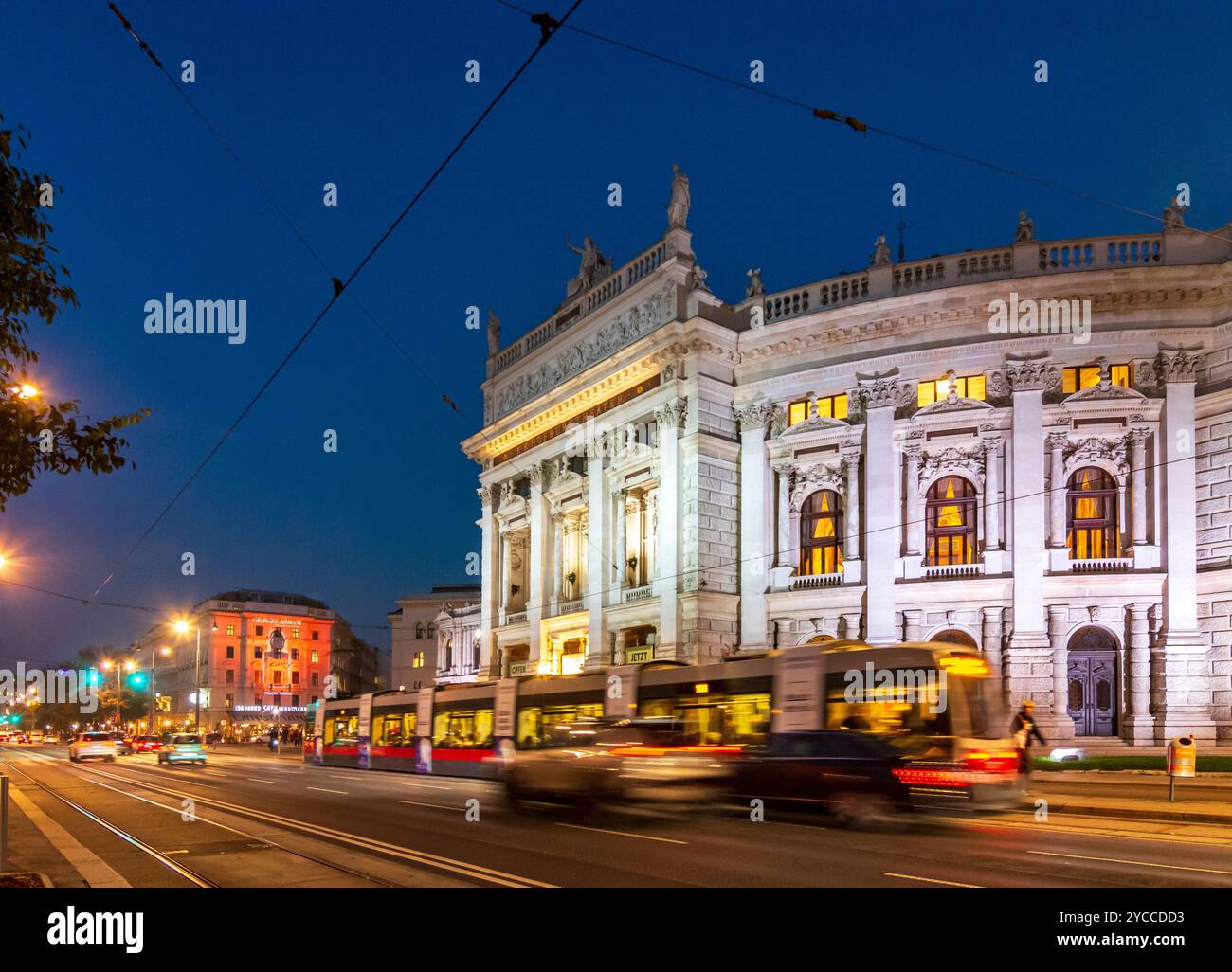 Vienna: theater Burgtheater, streetcar in 01. Old Town, Wien, Austria ...