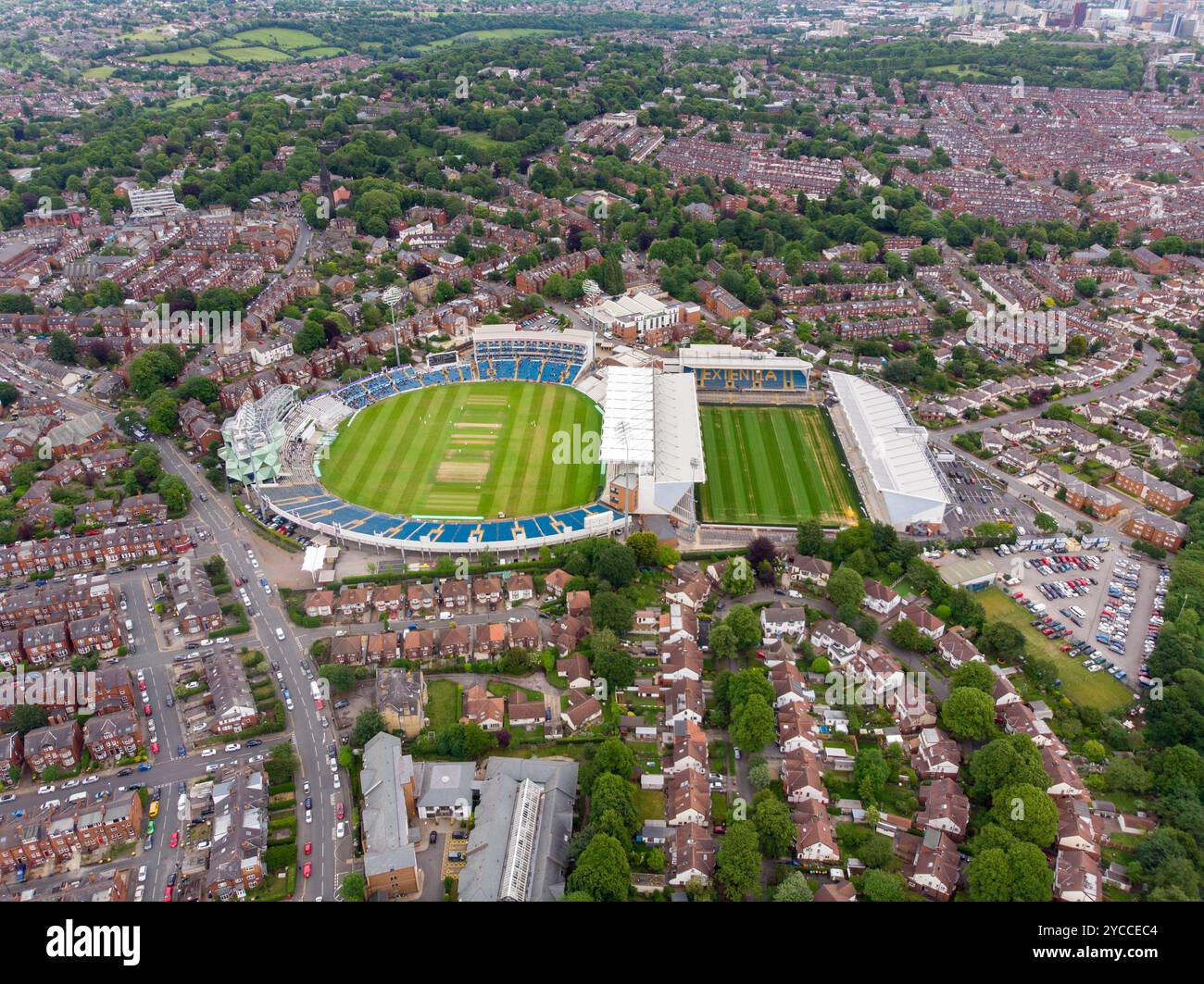 Aerial photo of the Emerald Headingley Stadium and also of a typical ...