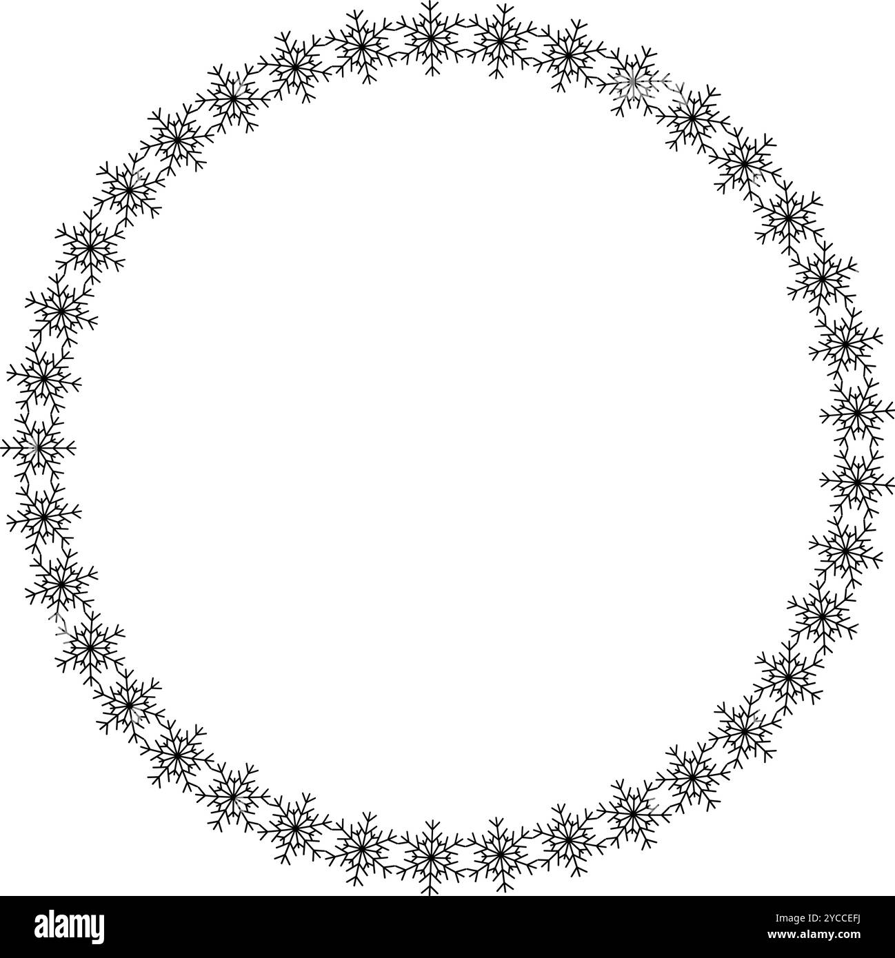 Snowflake circle frame. Winter snowflake round border Stock Vector ...