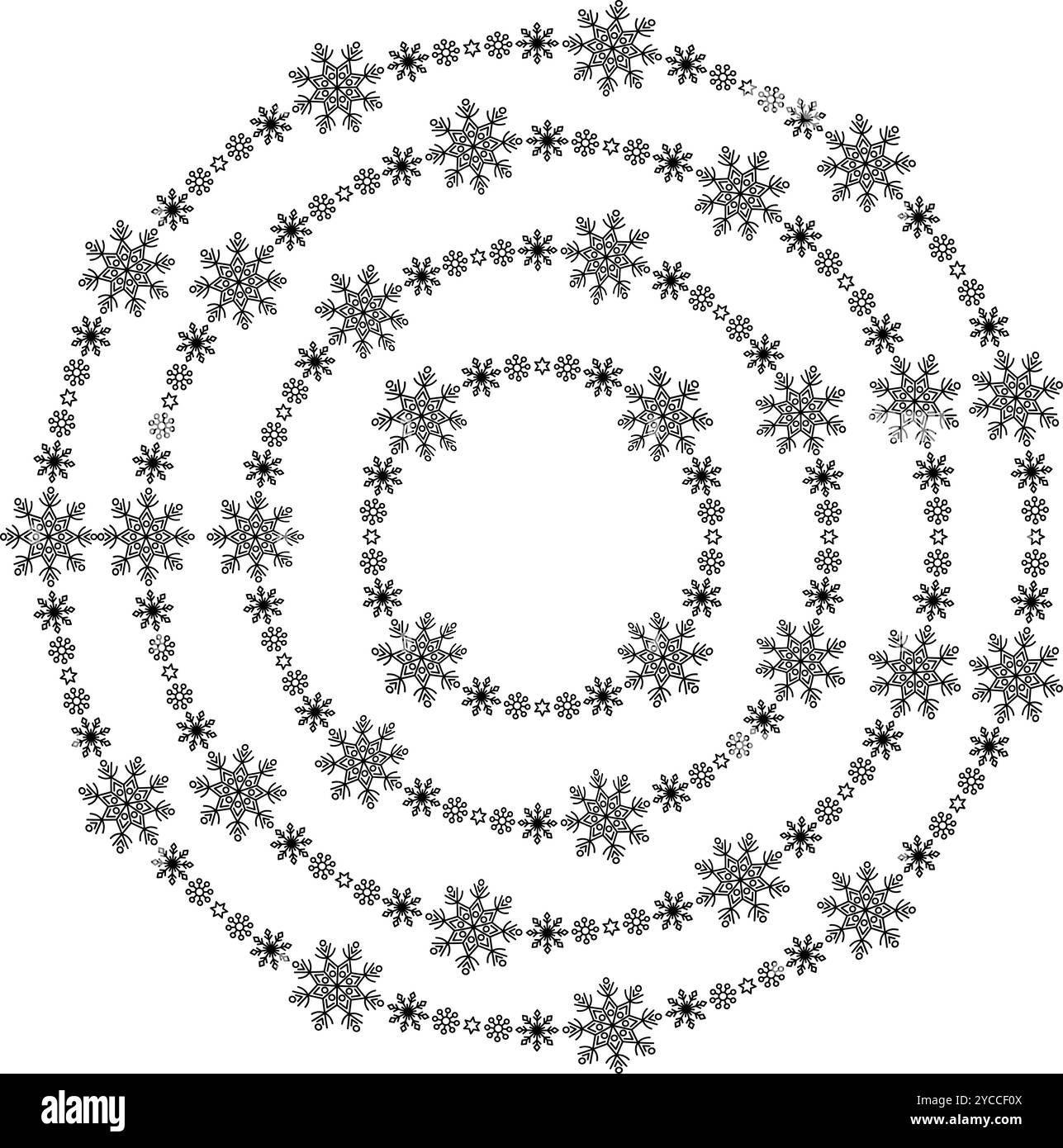 Snowflake circle frames set. Winter snowflake round border collection ...