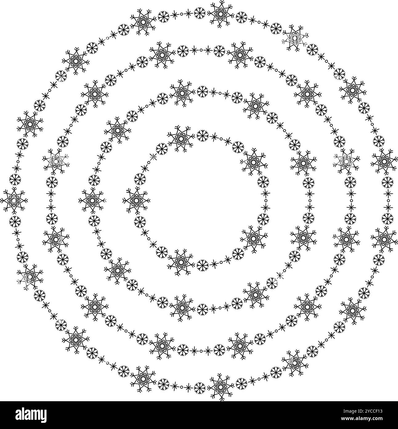Snowflake circle frames set. Winter snowflake round border collection ...