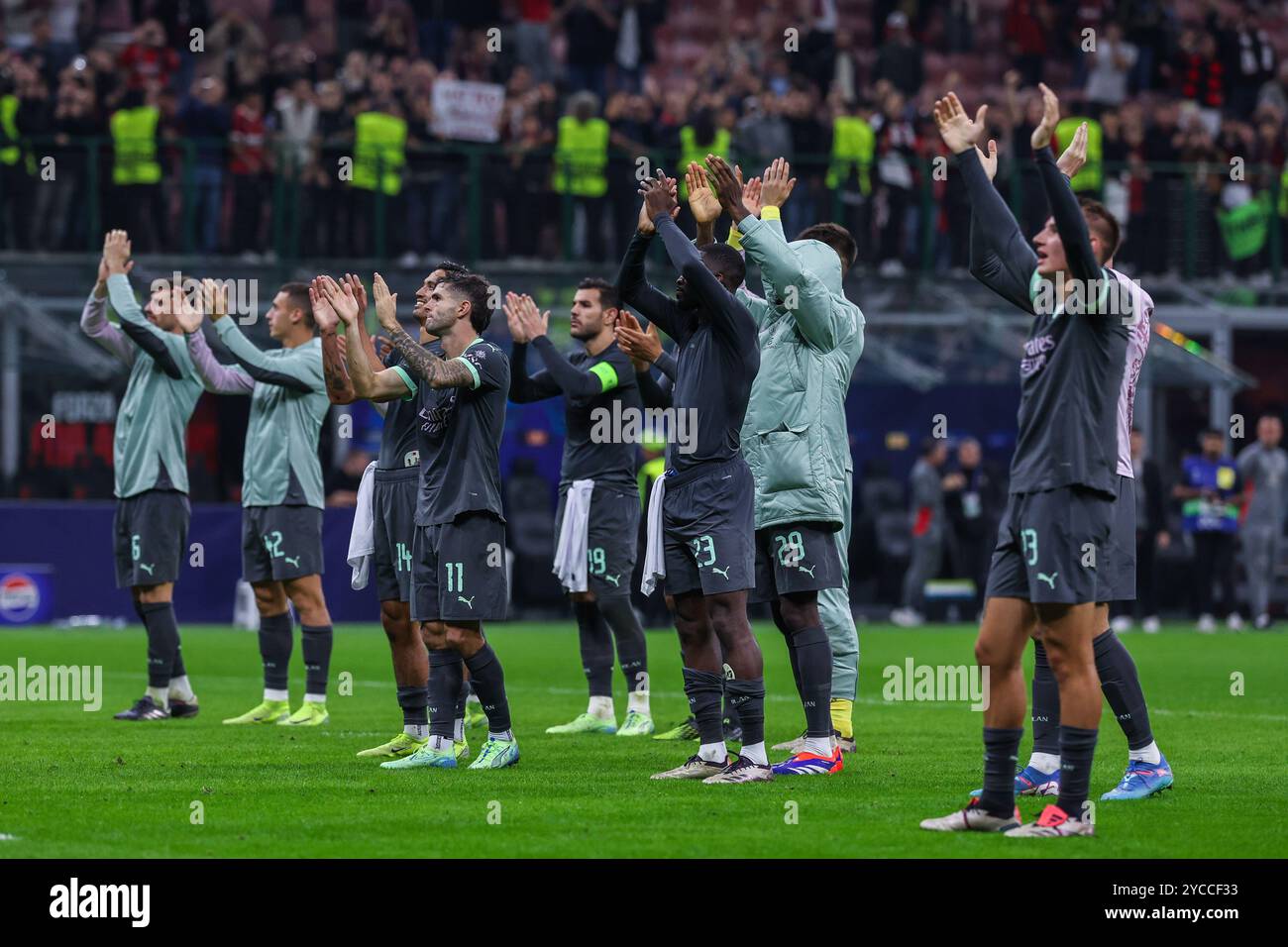 AC Milan players celebrate the victory at the end of the match during ...