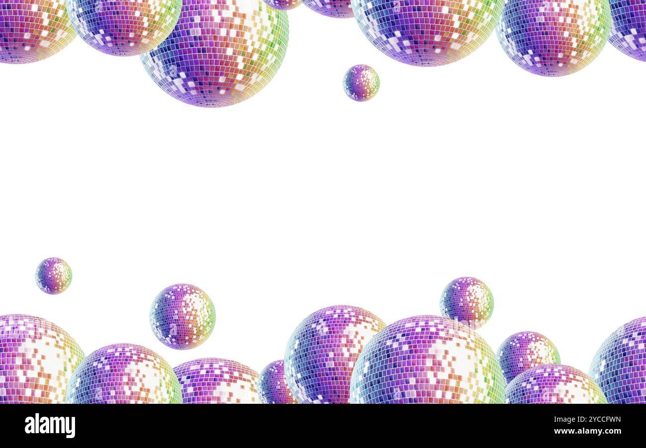 Seamless border from retro disco ball in the style of 80s and 90s as a ...