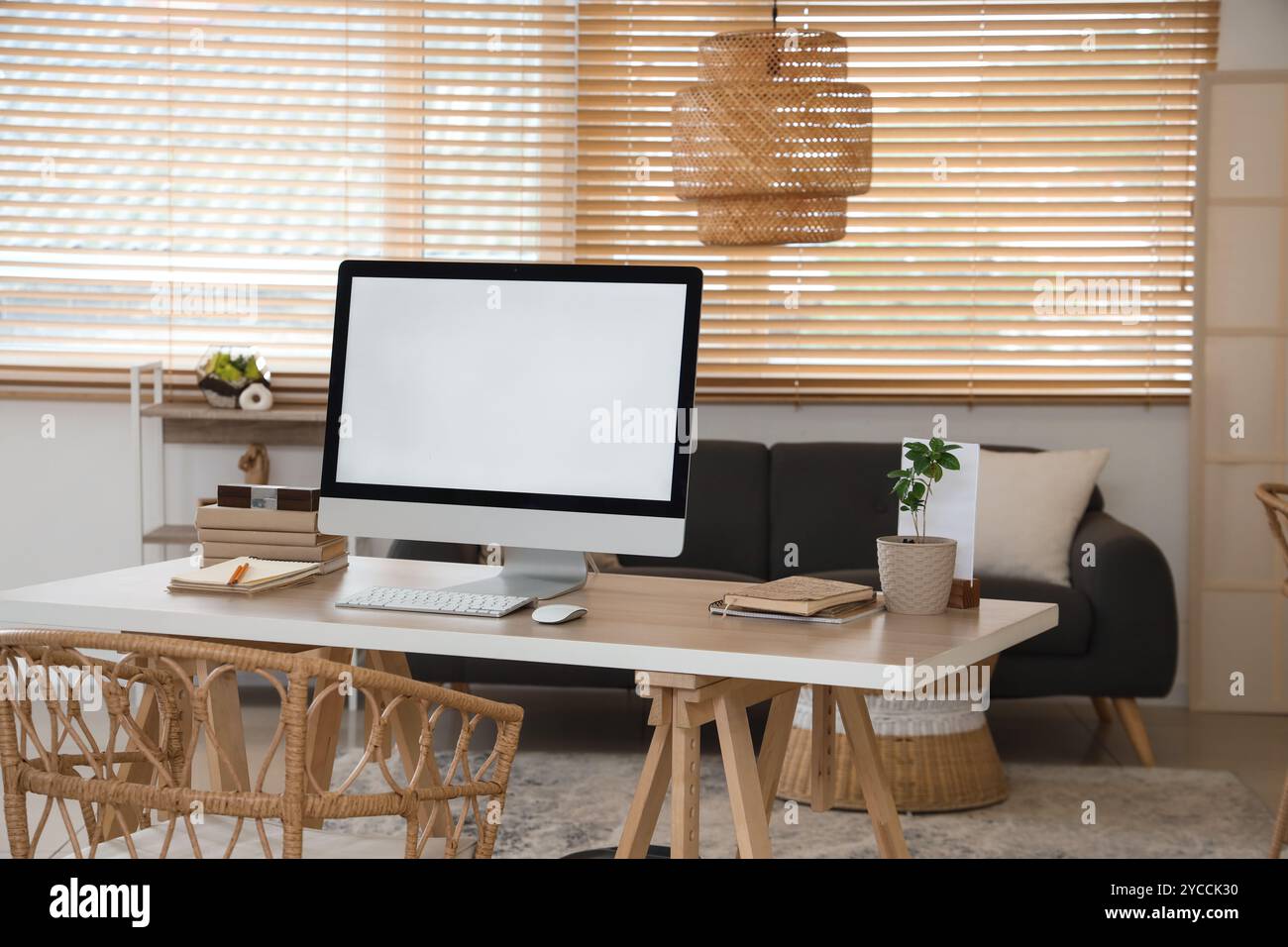 Interior of living room with programmer desk Stock Photo - Alamy