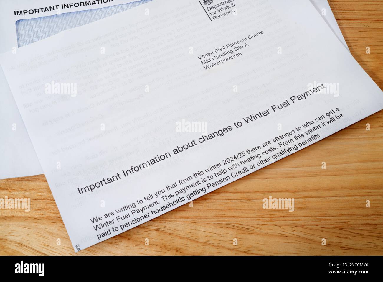 A Winter Fuel Payment circular letter from the UK Government Stock ...