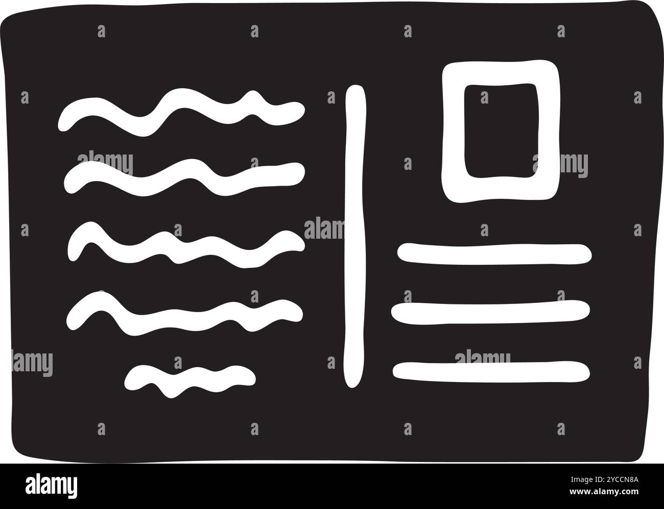 Doodle letter postcard icon or logo, hand drawn with thin black line ...