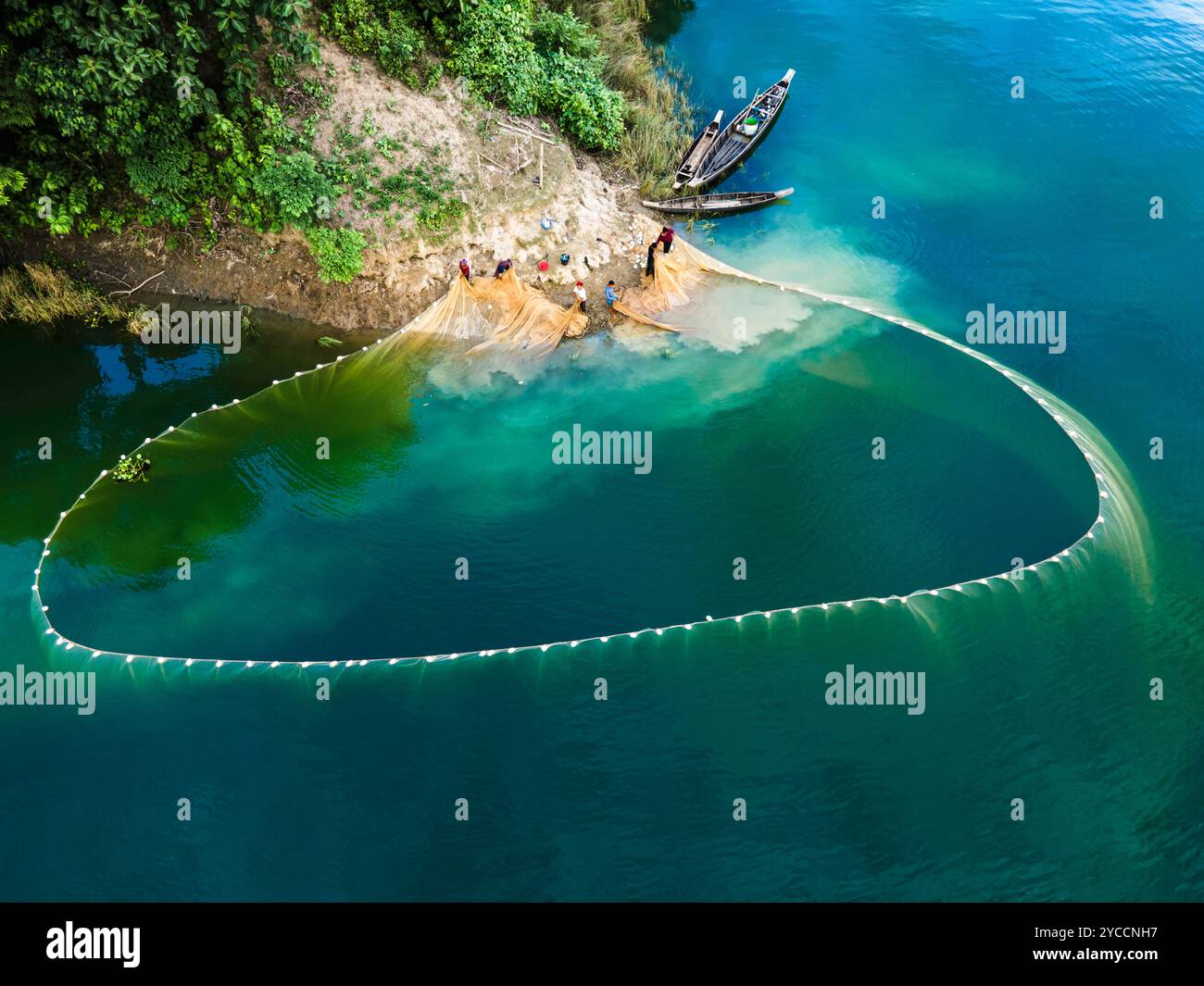 Aerial view of fishing in kaptai lake hi-res stock photography and ...