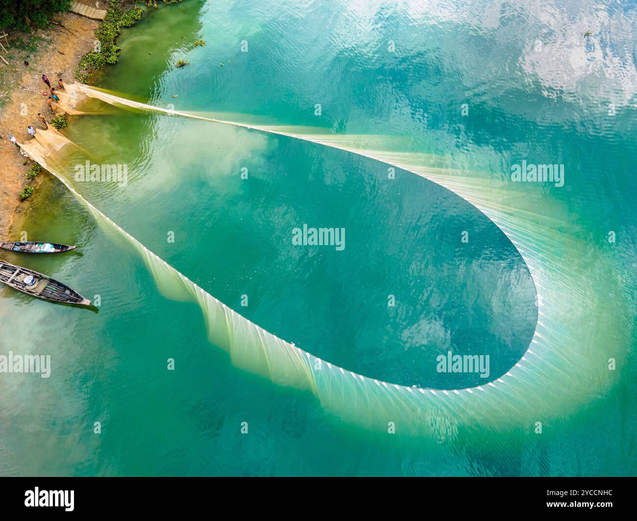 Aerial view of fishing in kaptai lake hi-res stock photography and ...