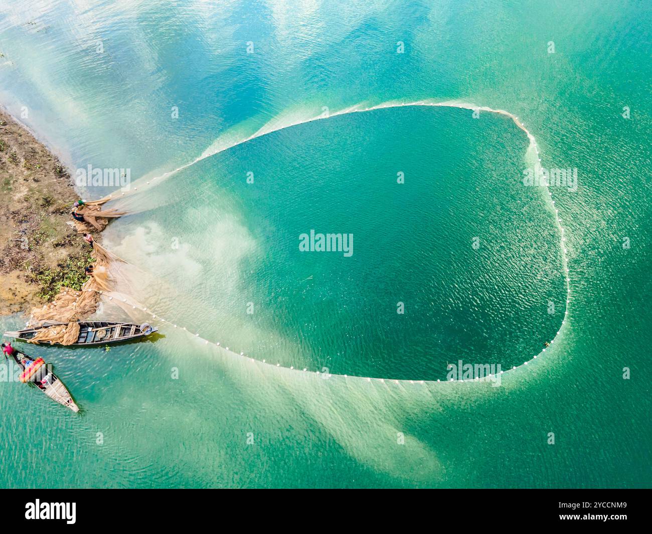 Aerial view of fishing in kaptai lake hi-res stock photography and ...