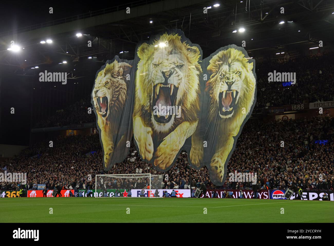 Birmingham, UK. 22nd Oct, 2024. The Holte End with roaring lions at the ...