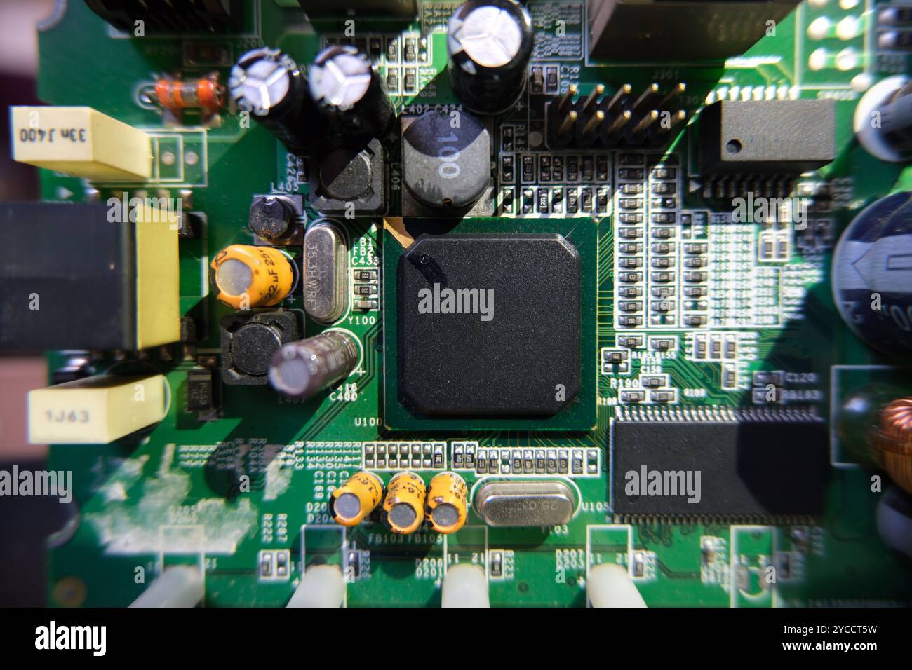 Electronic circuit board with processor. Blank surface microchip ...