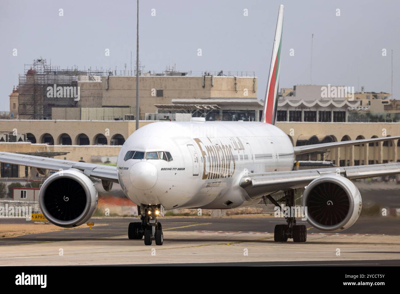 Emirates Boeing 777-36N-ER (REG: A6-EBQ) departing after being grounded ...