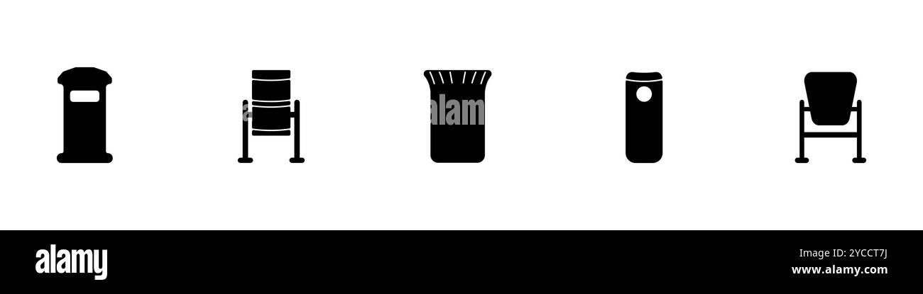 Stylish modern trash cans. Garbage recycling icon. Processing of raw ...