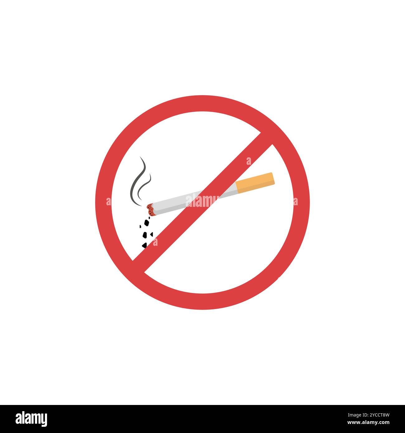 A cigarette is a sign of prohibition. The place is non-smoking. Warning ...