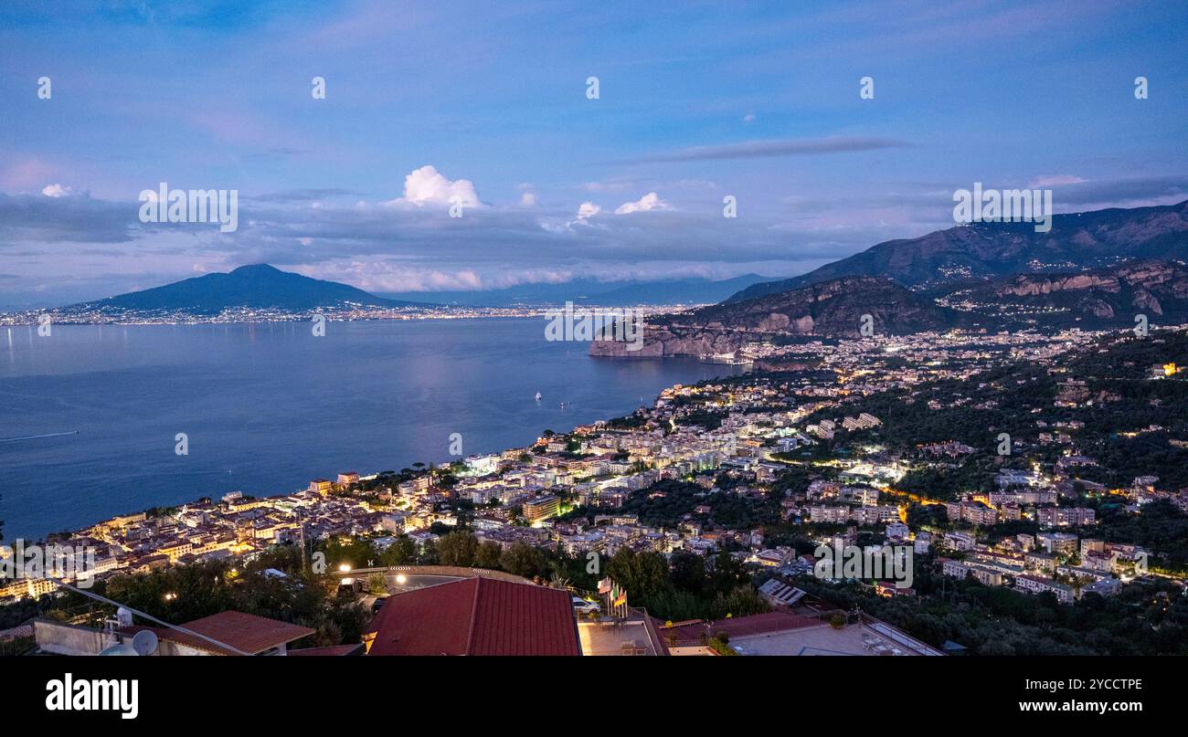 View over Sorrento, the Bay of Naples and Mt Vesuvius in the distance ...